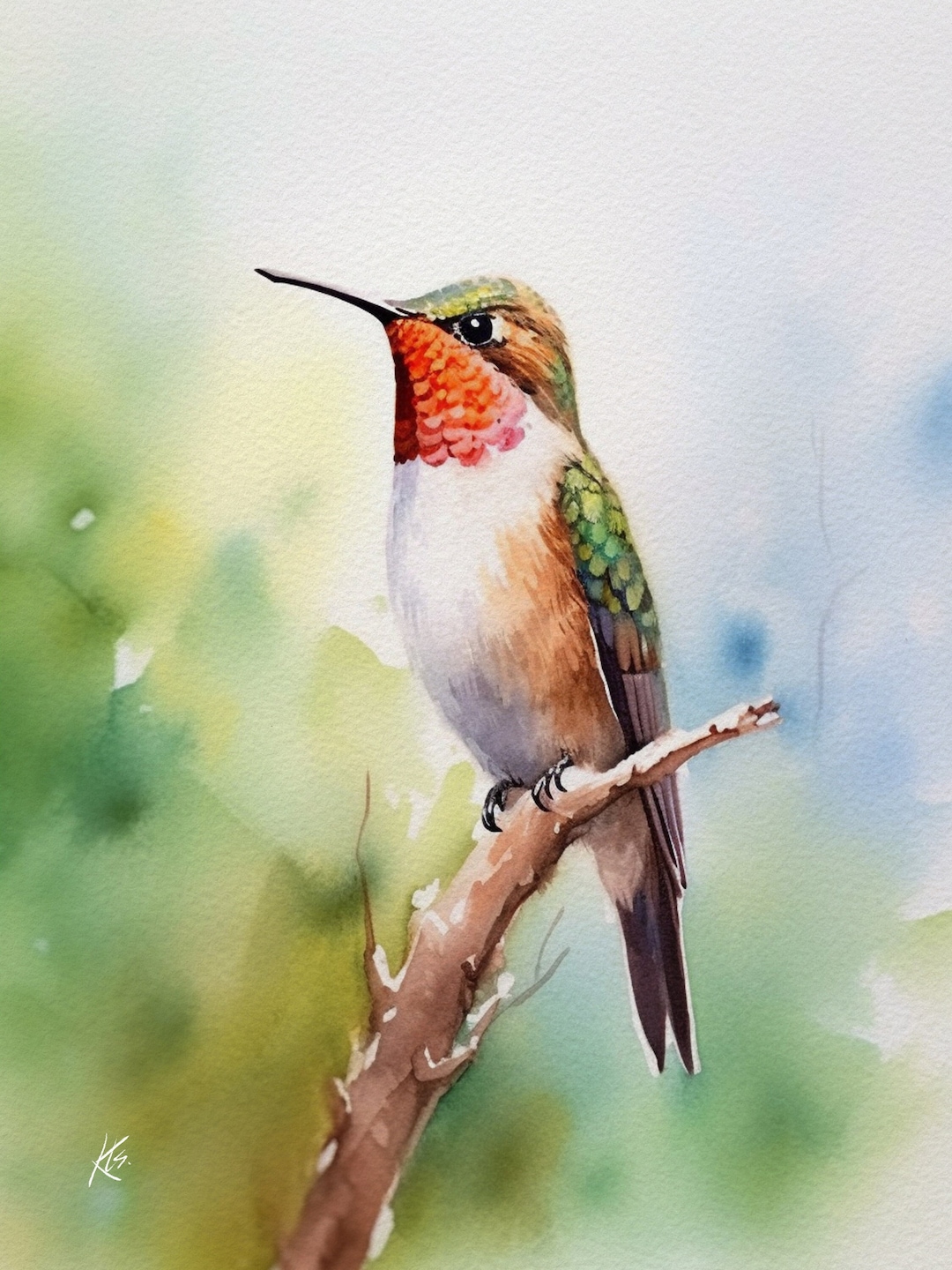 Hummingbird-4 Watercolor Printable Wall Art Digital - Etsy