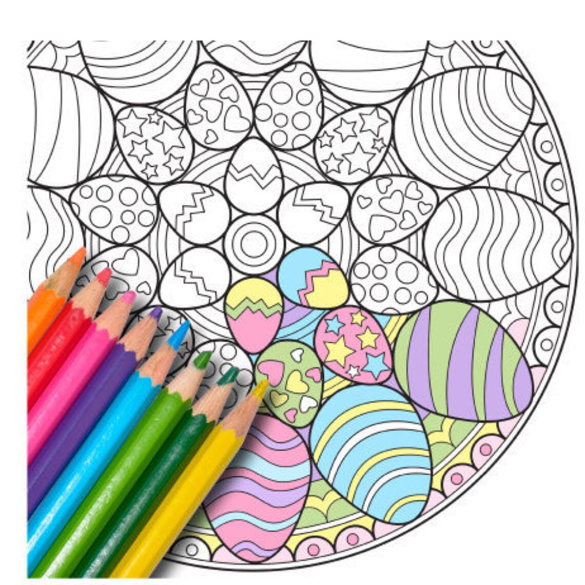 Easter Coloring Page Instant Download Relax Mandala Designs - Etsy
