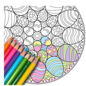 Easter Coloring Page, Instant Download, Relax Mandala Designs to Color ...