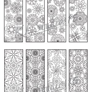 Coloring Bookmarks Page , 2 Flower Coloring Bookmarks Instant Download ...