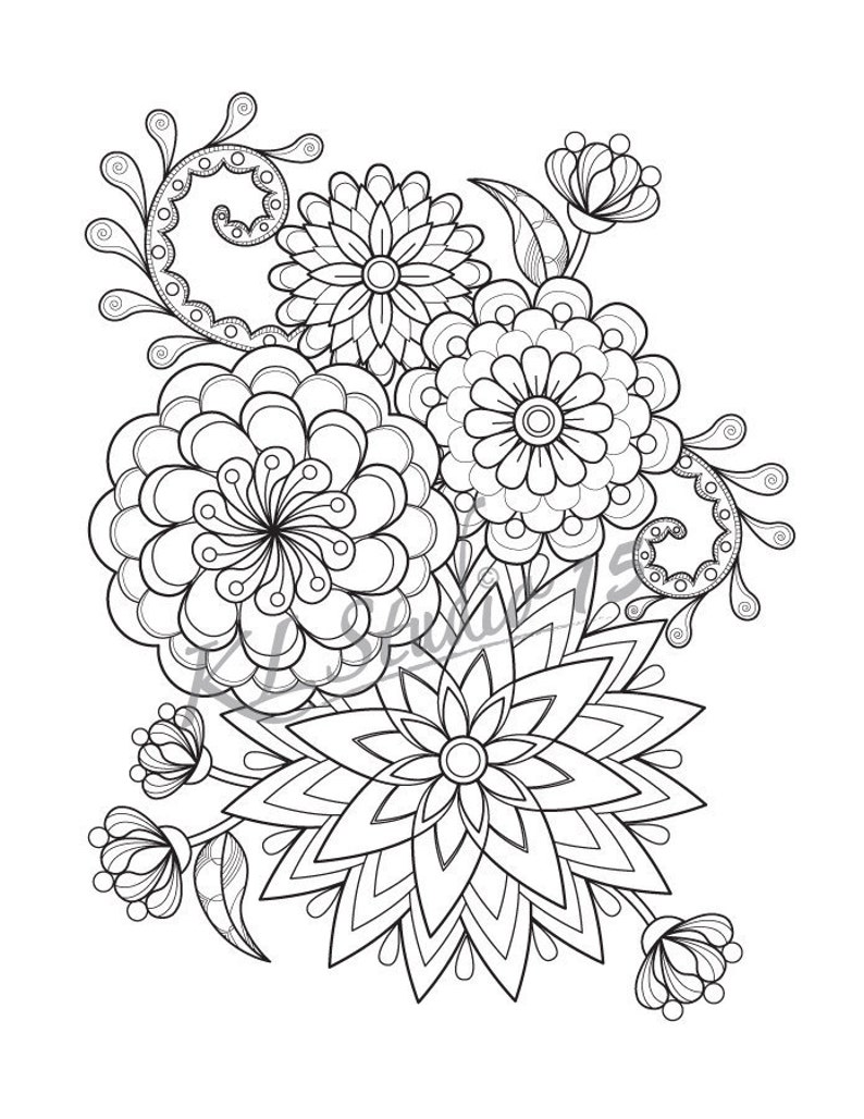 Coloring Page blossom Instant Download Relax Mandala - Etsy