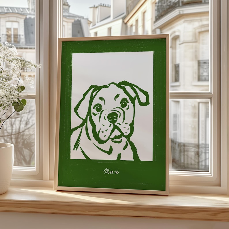 Custom Pet Line Art - Minimalist Hand-drawn Silhouette, Personalized ...