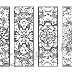 Blooming Flower- Coloring Bookmarks Page, Instant Download, Relax ...