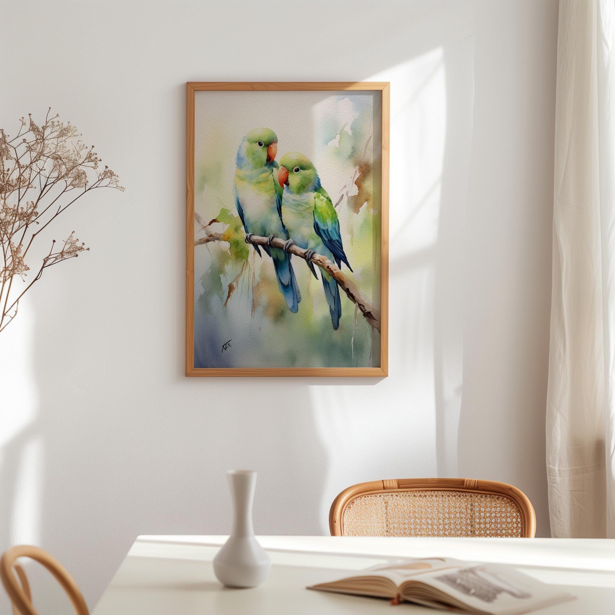 Quaker Parrots Watercolor Printable - Wall Art Digital Download ...