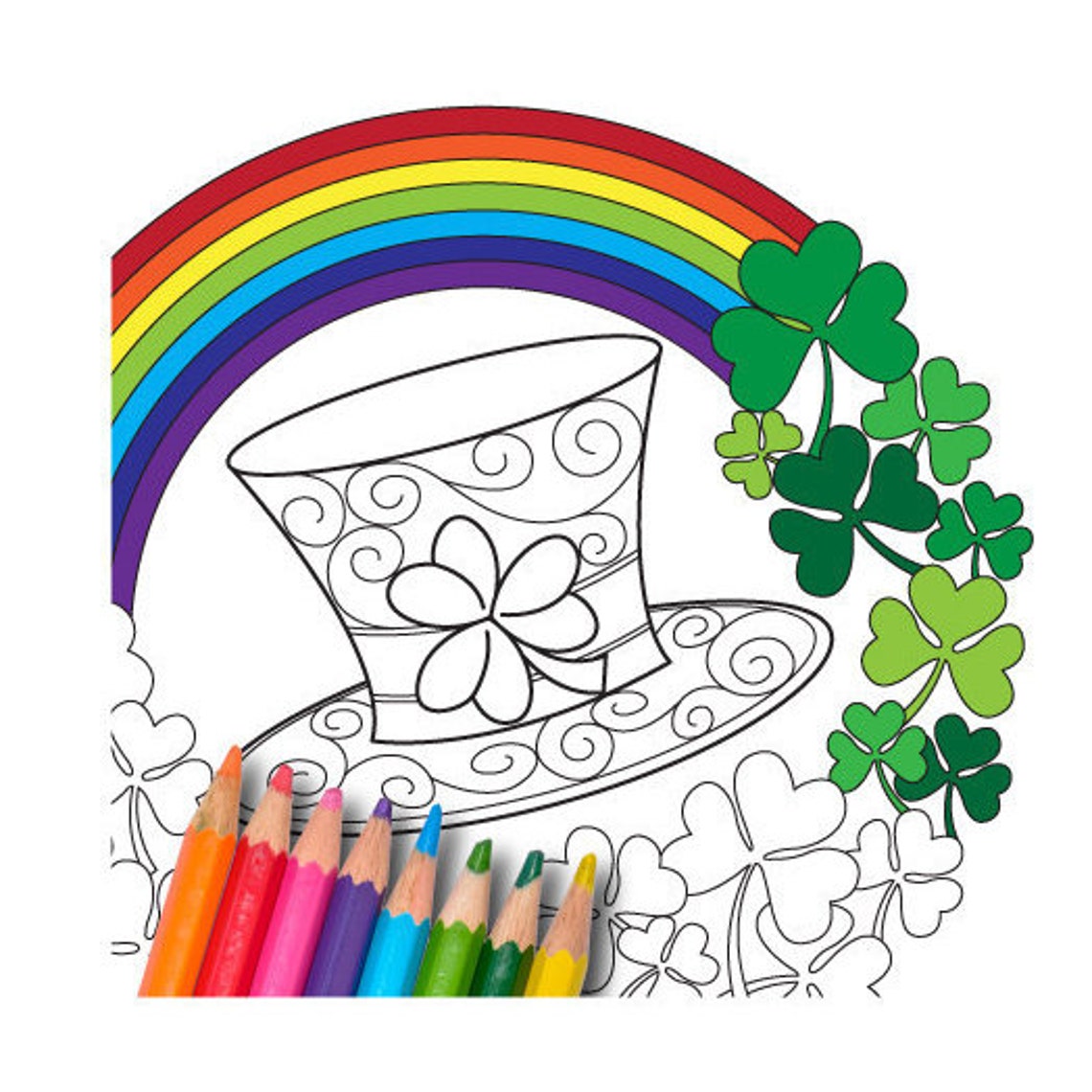 St.patrick's Day Coloring Page St Patricks Day Clipart - Etsy