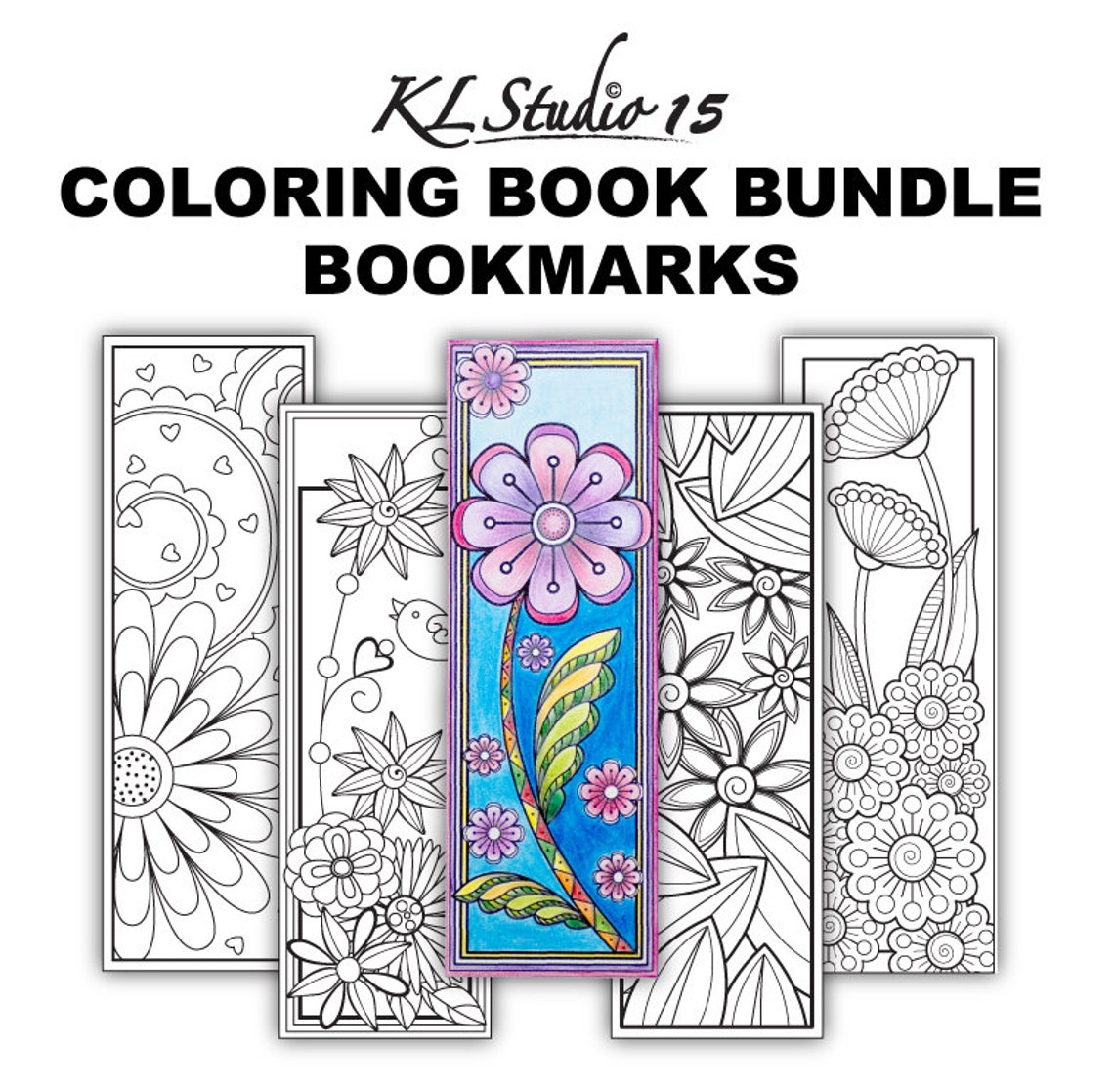 Coloring Bookmarks#1, 8 Printable Adult Coloring Pages - 32 Bookmarks ...