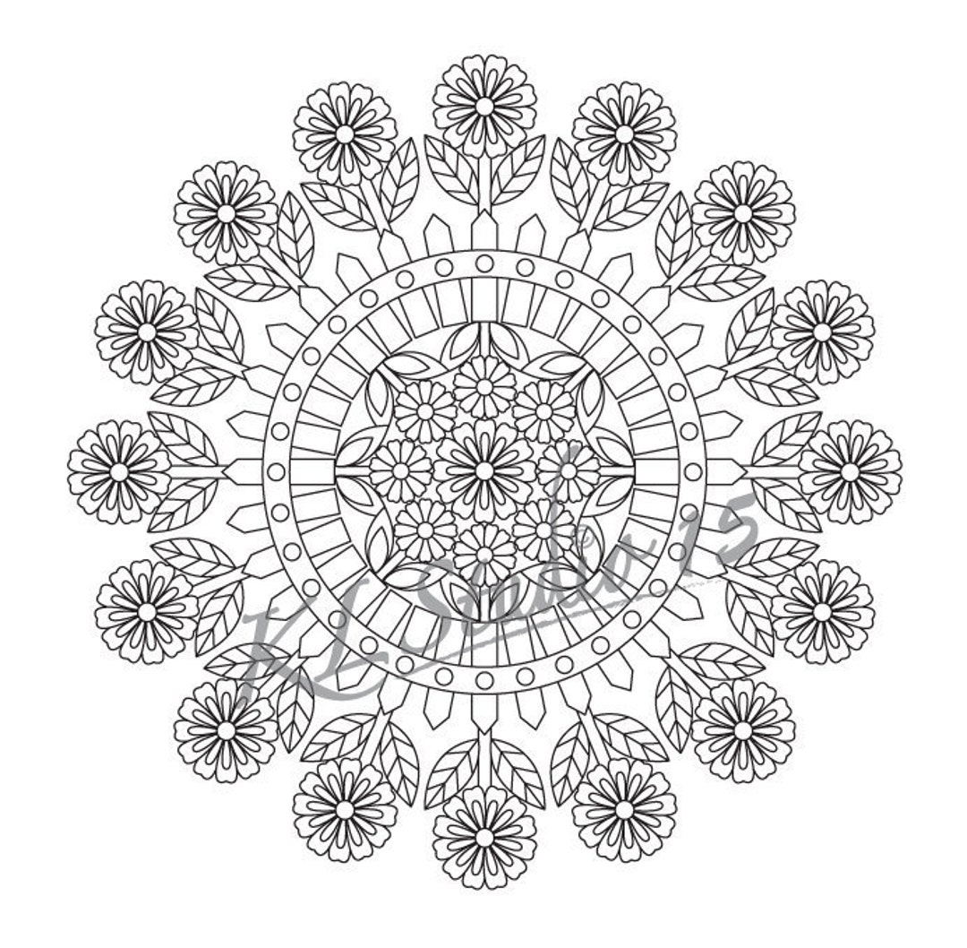 Coloring Page -flower Garden, Instant Download, Relax Mandala Designs ...