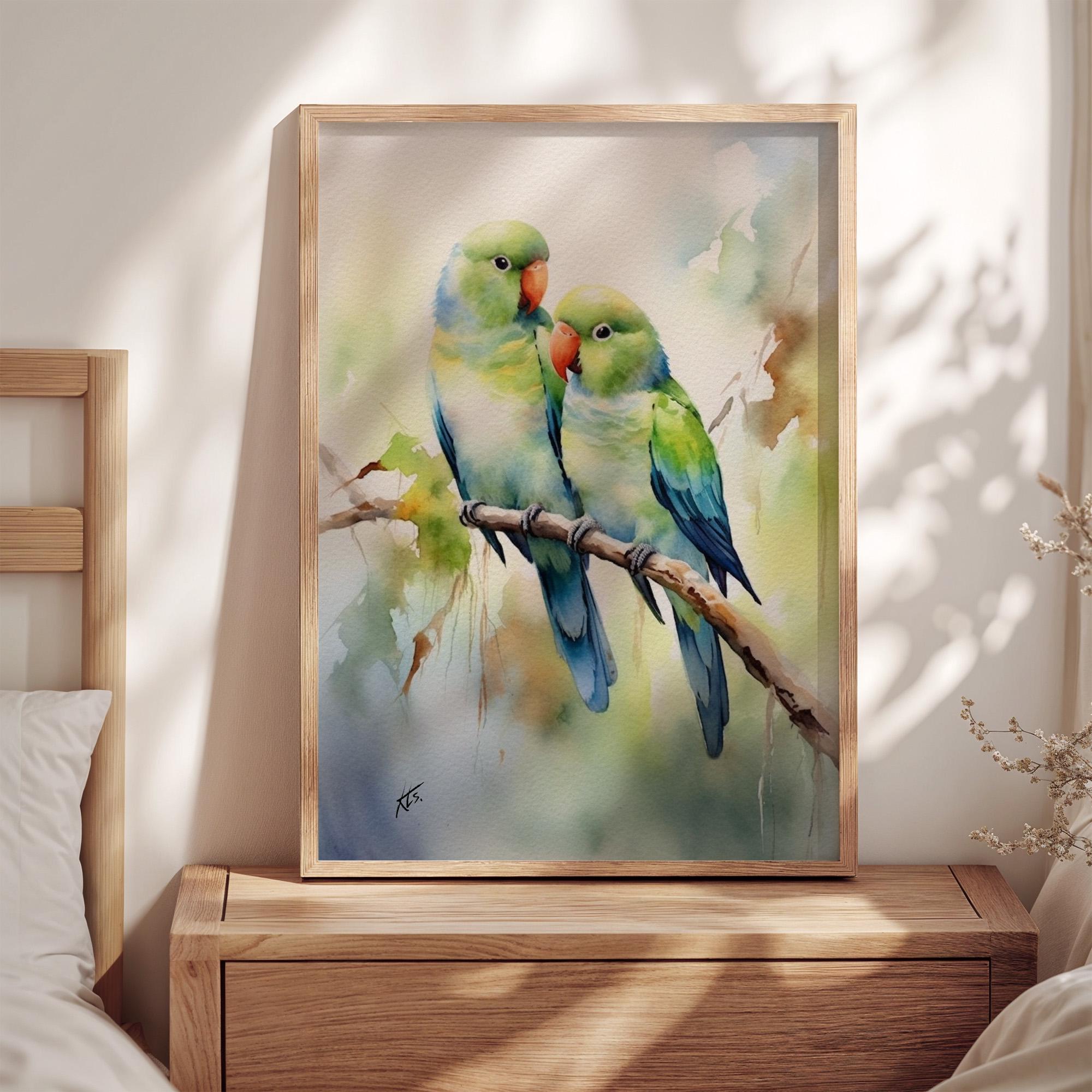 Quaker Parrots Watercolor Printable - Wall Art Digital Download ...