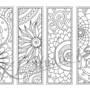 Happy Flower- Coloring Bookmarks Page, Instant Download, Relax Mandala ...