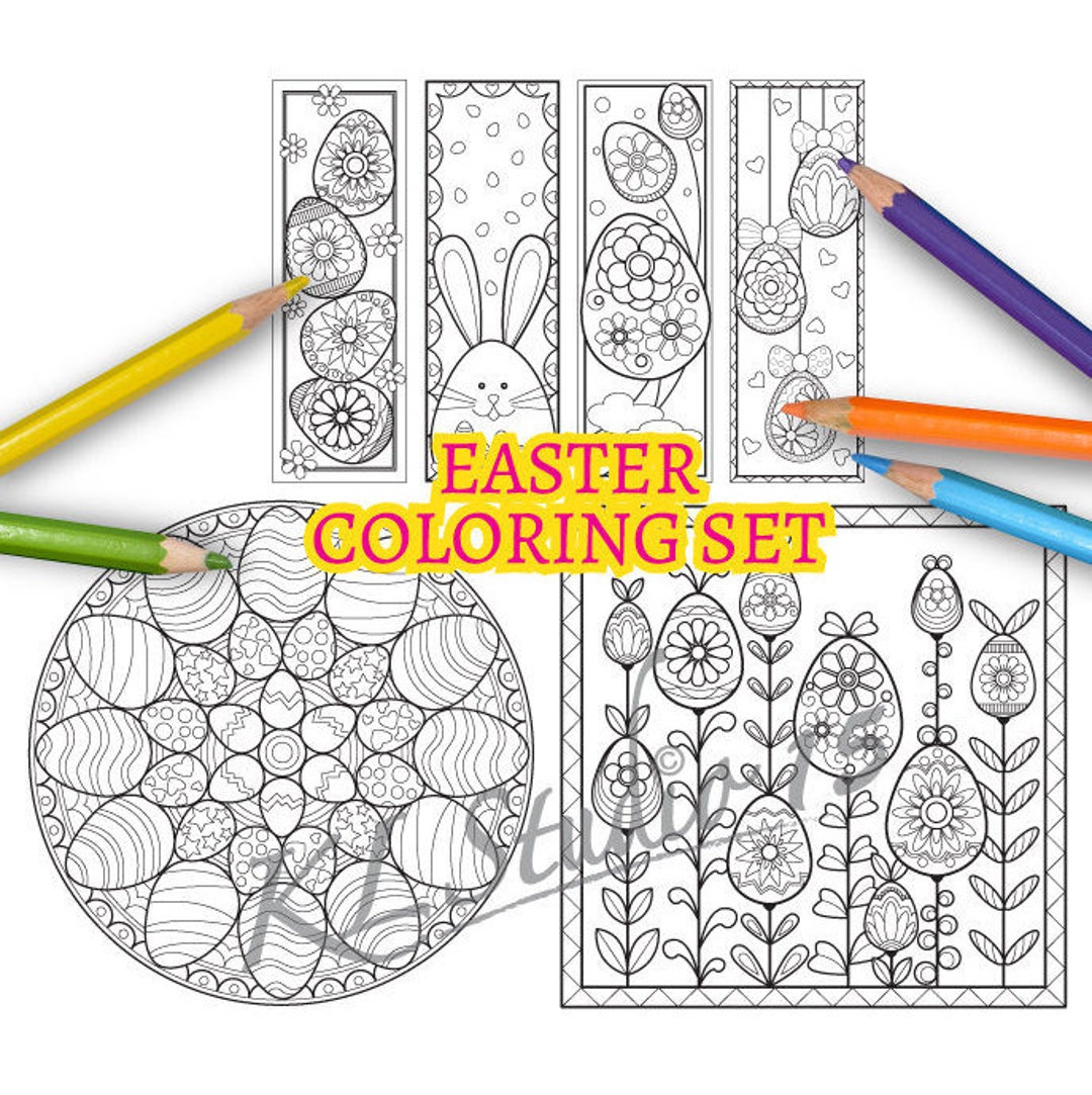 Easter- Coloring Set - Coloring Bookmarks, Coloring Pages, Instant ...