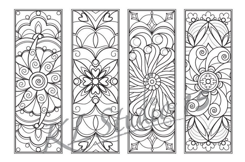 Mandala Coloring Bookmarks , Instant Download, Relax Mandala Designs to ...