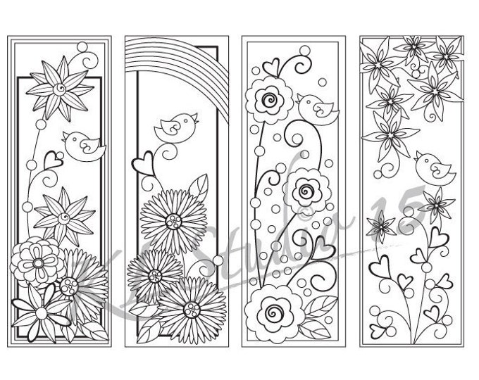Coloring Bookmarks#1, 8 Printable Adult Coloring Pages - 32 Bookmarks ...