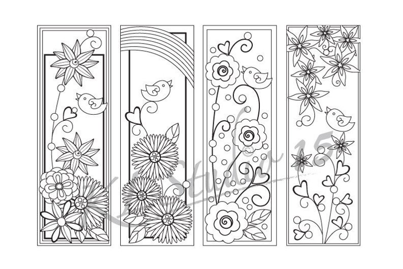 Happy Spring- Coloring Bookmarks Page, Instant Download, Relax Mandala ...