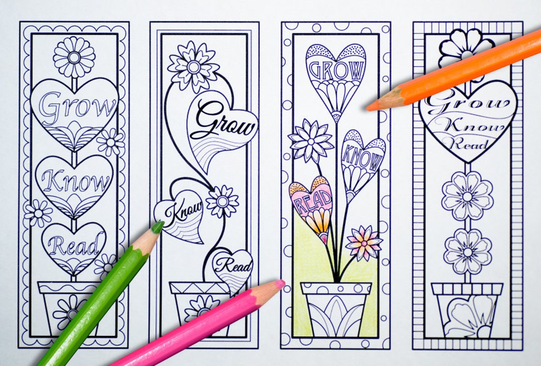 Read-know-grow - Coloring Bookmarks Page, Instant Download, Relax ...