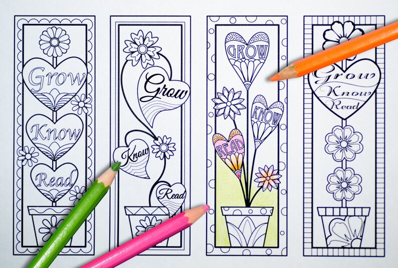 Read-know-grow Coloring Bookmarks Page Instant Download - Etsy