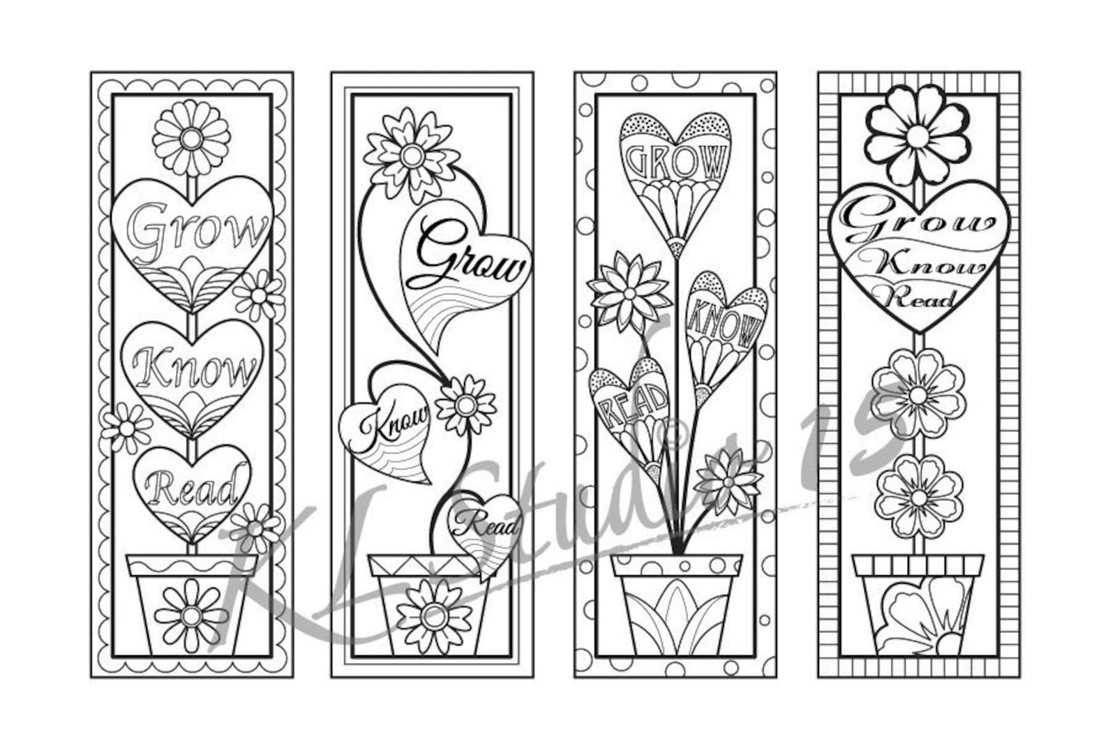 Read-know-grow Coloring Bookmarks Page Instant Download - Etsy