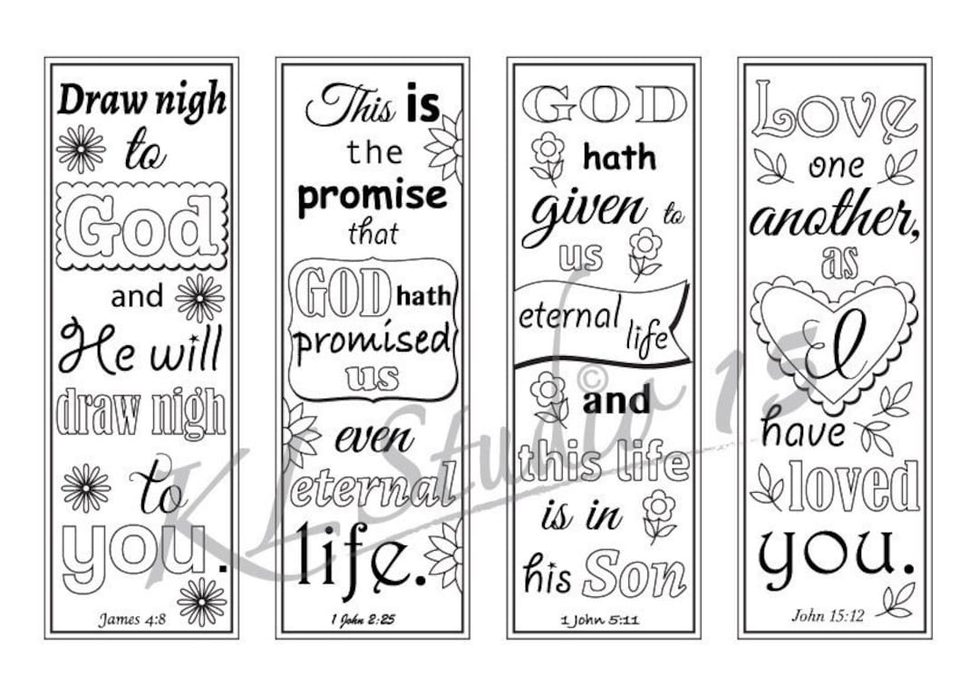 Bible Verse Coloring Bookmarks#3, Instant Download - Etsy