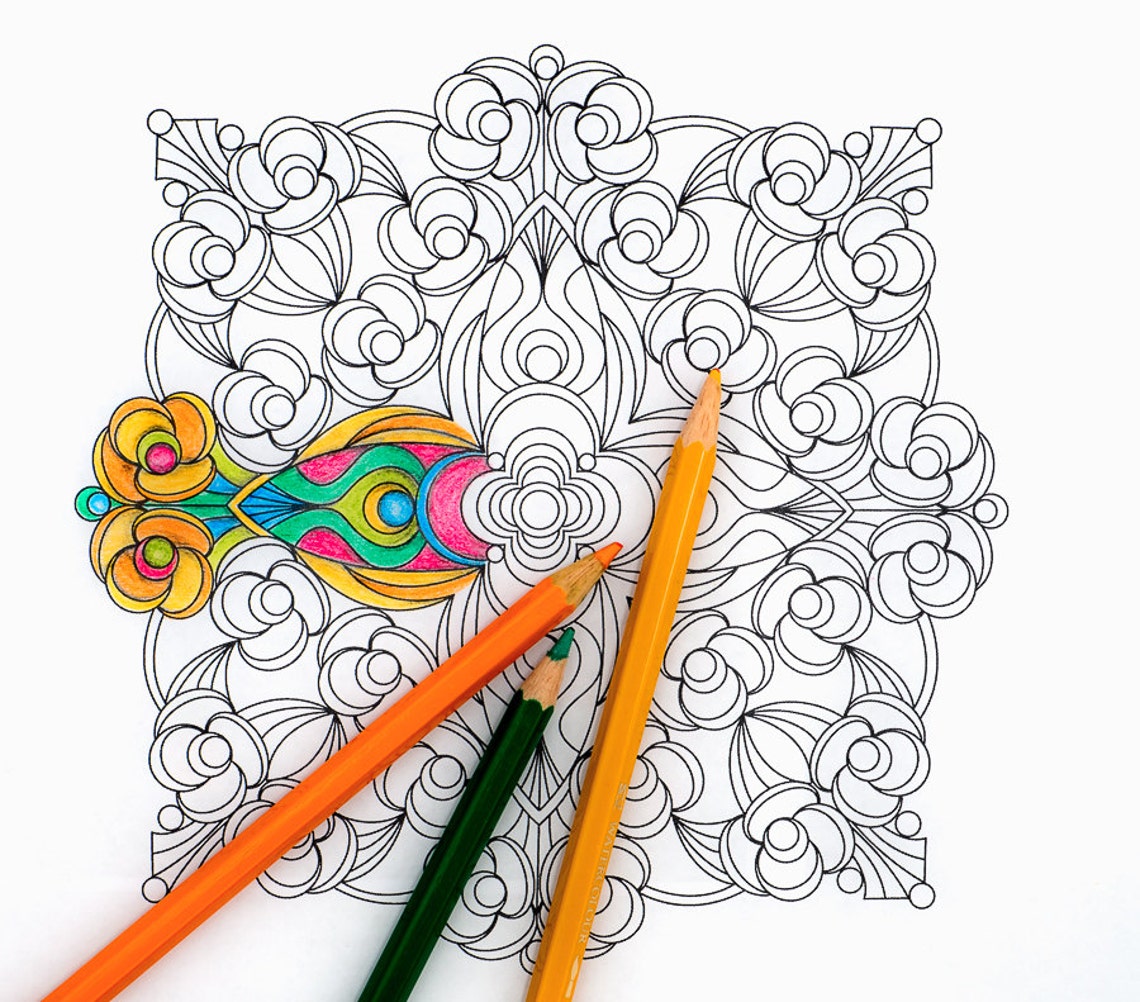 Colourful Flowers Coloring Page Instant Download Relax - Etsy