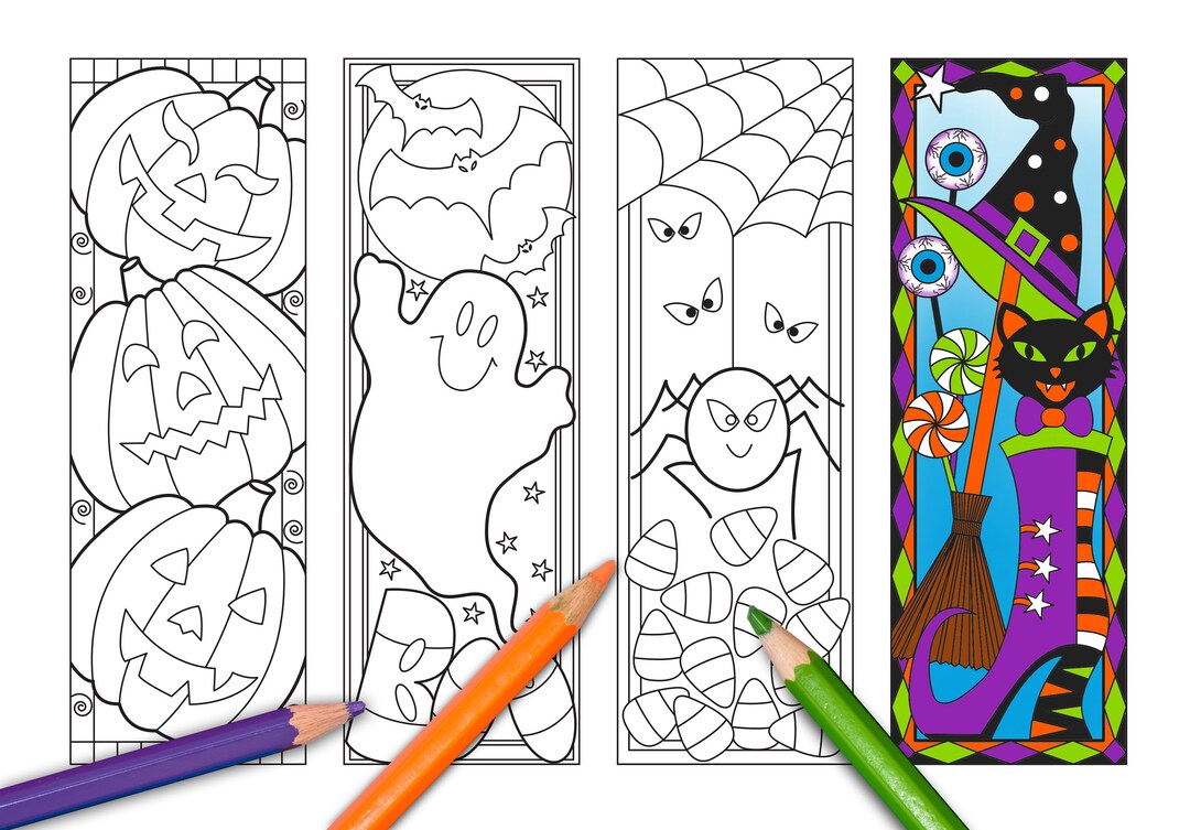 Halloween- Coloring Bookmarks Page, Instant Download, Relax Mandala ...