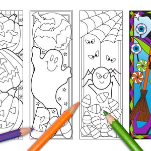 Halloween- Coloring Bookmarks Page, Instant Download, Relax Mandala ...