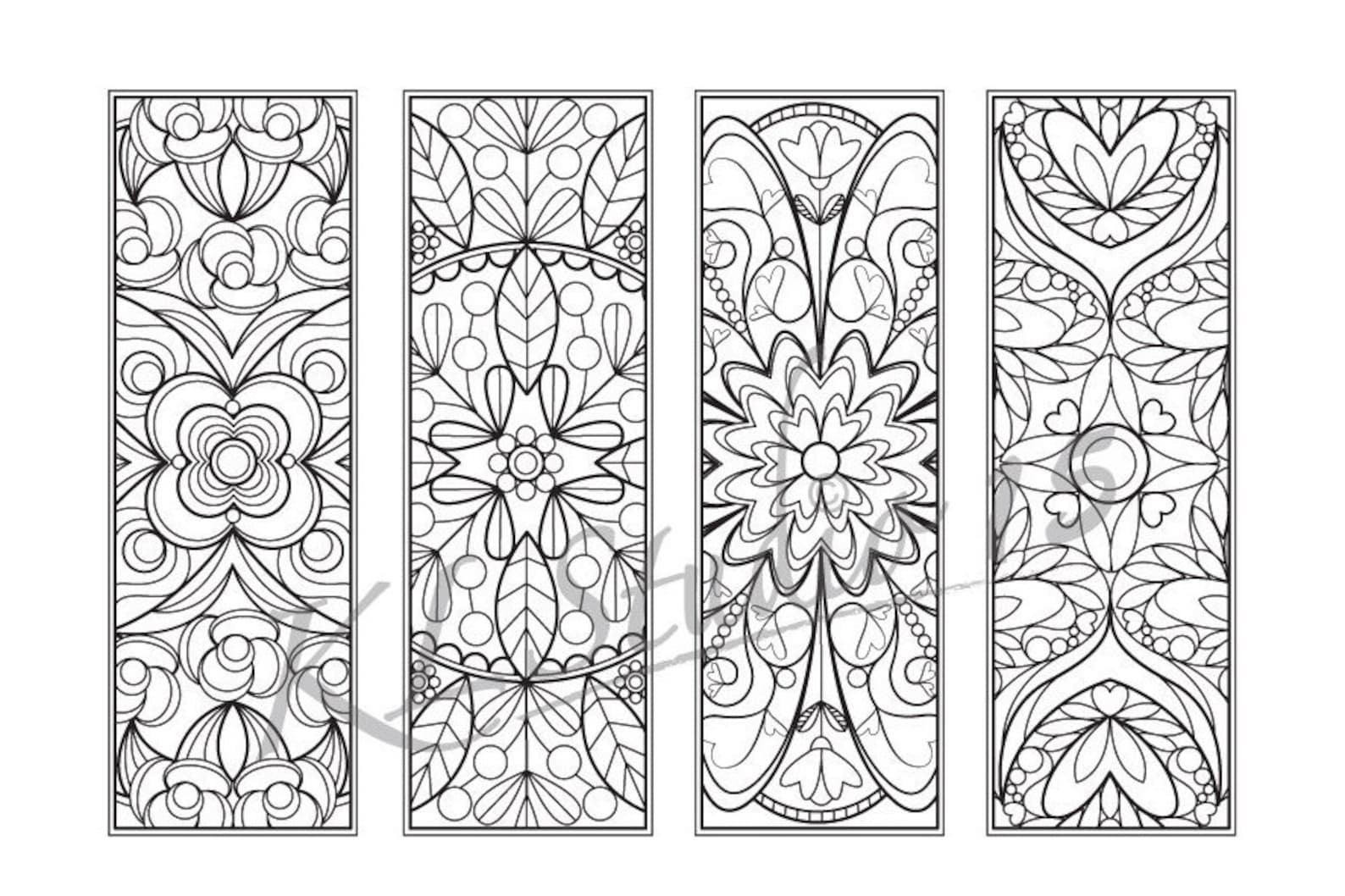 Mandala Coloring Bookmarks Instant Download Relax Mandala | Etsy