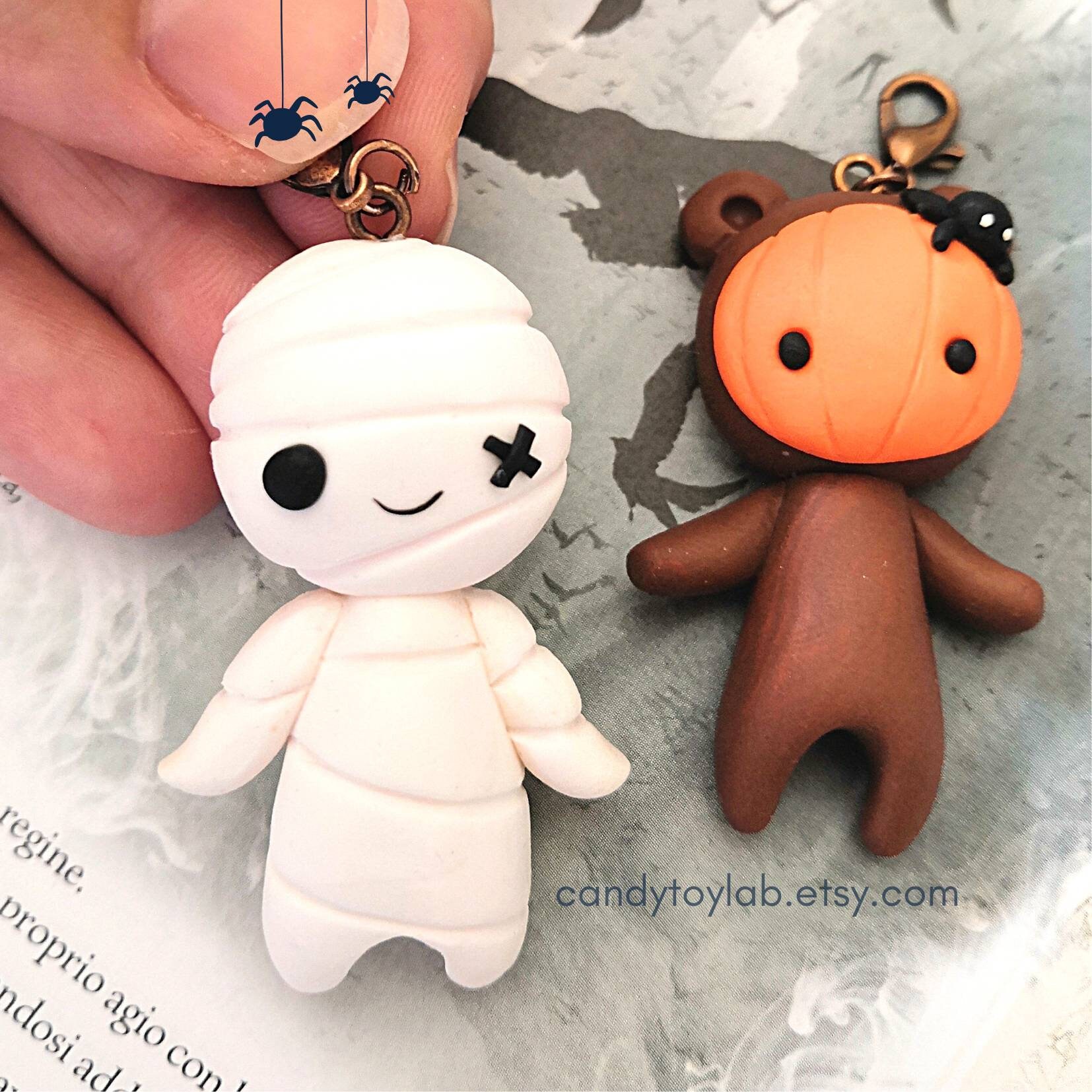 Kawaii Charms Cute Spooky Halloween Polymer Clay Polymer Clay. Pumpkin ...