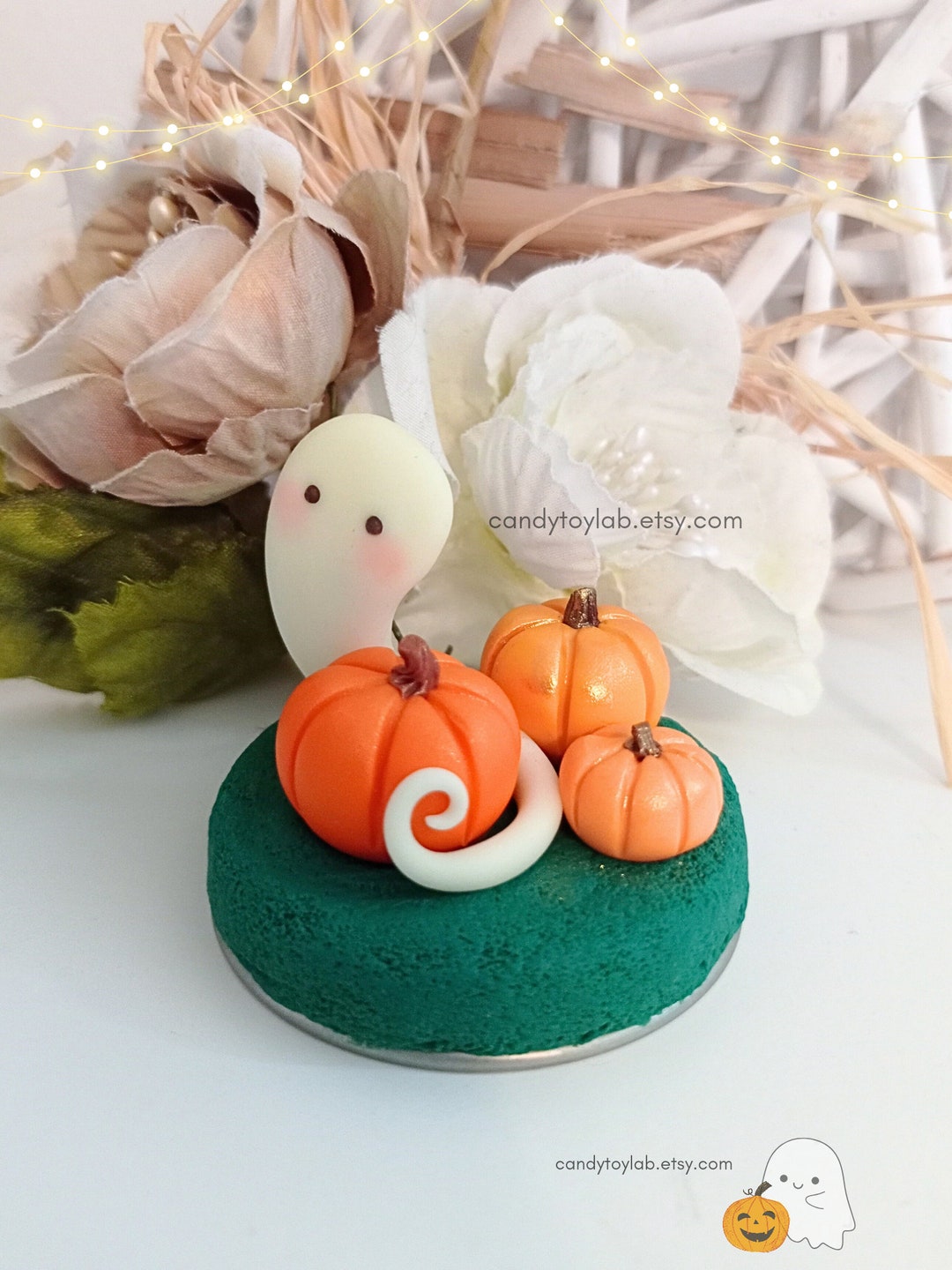 Kawaii Ghost Halloween Decoration; Miniature Fimo; Polymer Clay Polymer ...