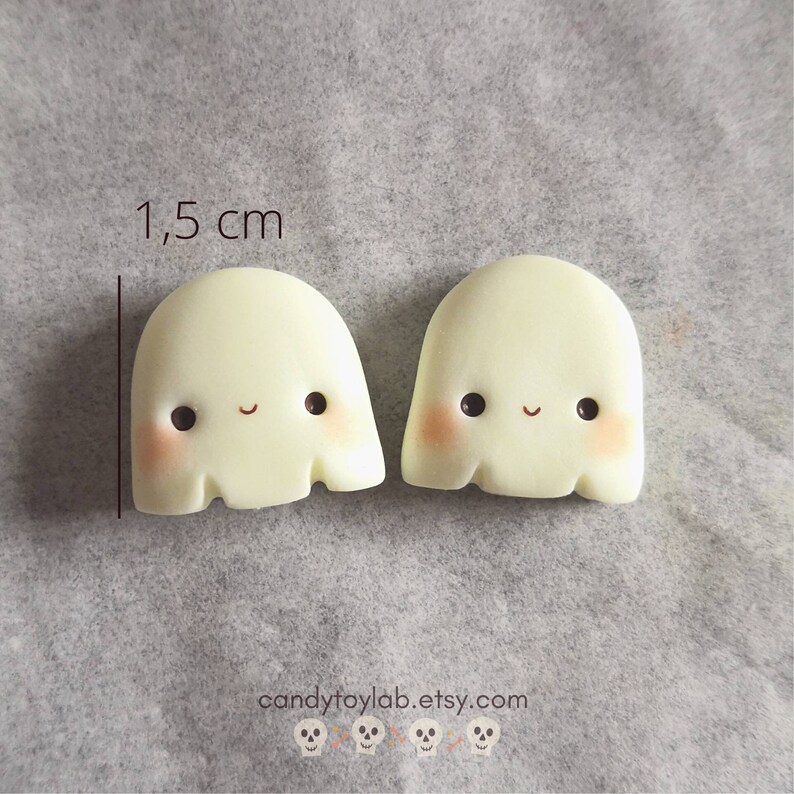 Kawaii Ghost Charms ; Cute Pastel Charms; Glow in the Dark Polymer Clay ...