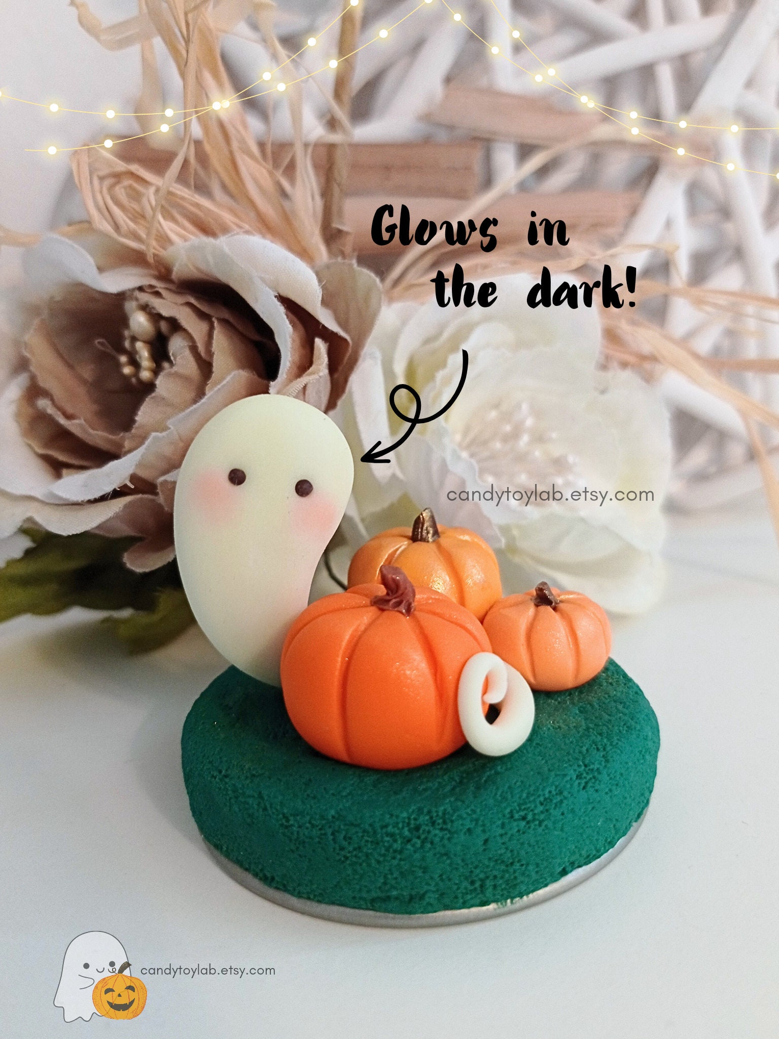 Kawaii Ghost Halloween Decoration; Miniature Fimo; Polymer Clay Polymer ...