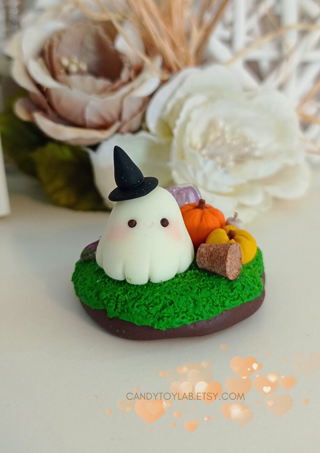 Kawaii Ghost Tiny Cute Halloween Decoration Fimo Miniature Polymer Clay ...