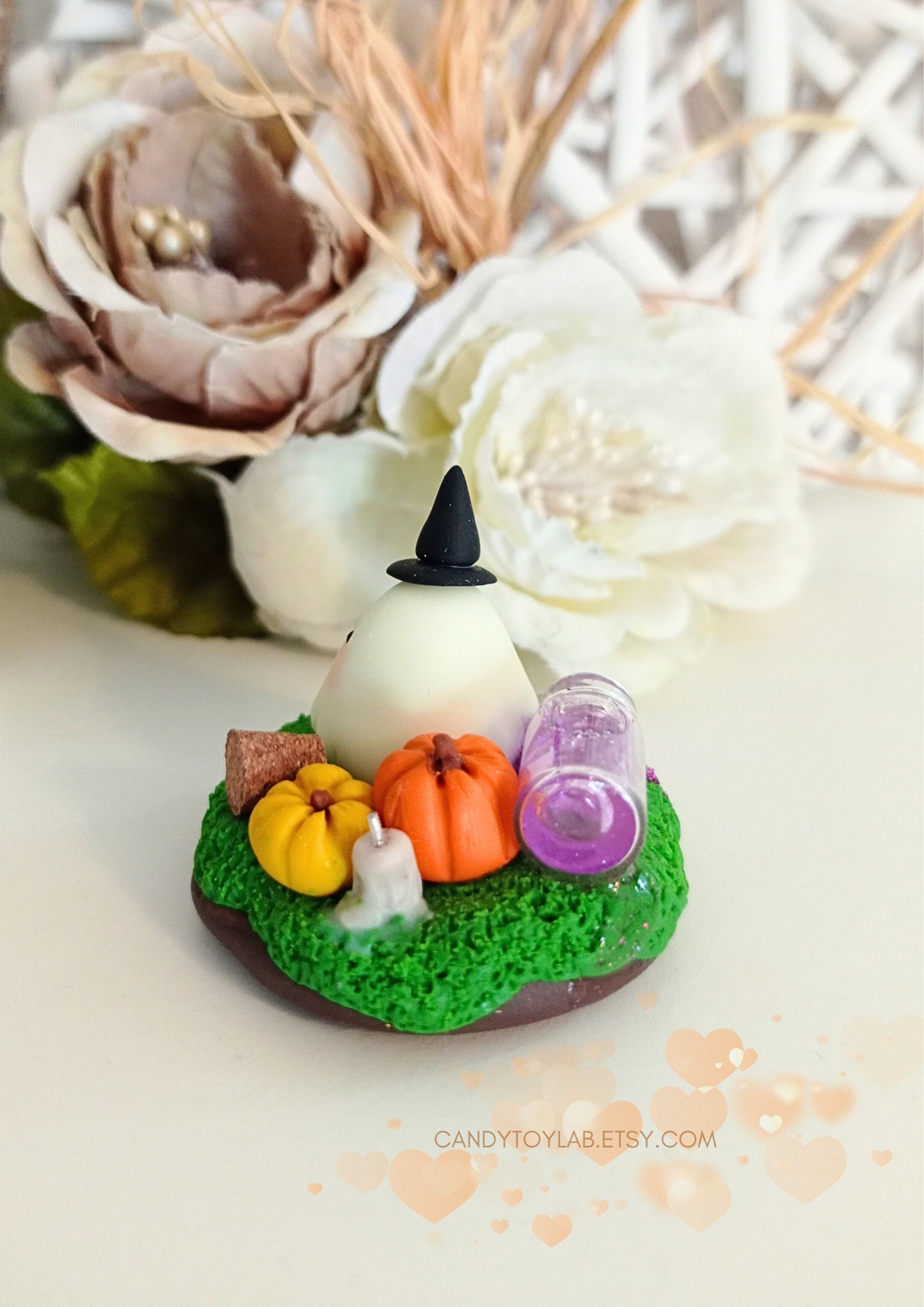 Kawaii Ghost Tiny Cute Halloween Decoration Fimo Miniature Polymer Clay ...