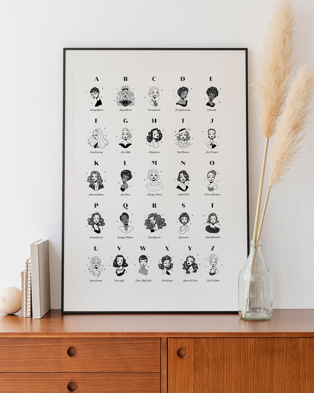 Vintage Hollywood Alphabet Poster • Starlet • A to Z - Etsy