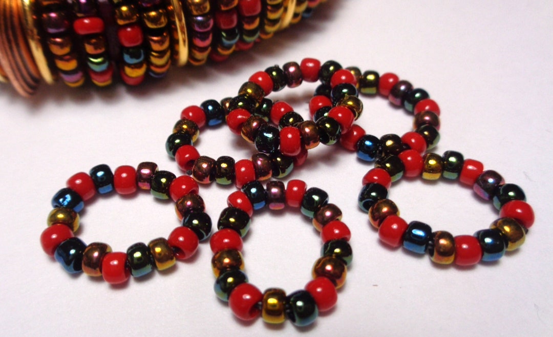 Six (6) Beaded Single Strands for Licorice Leather---colors: Dark Gold ...