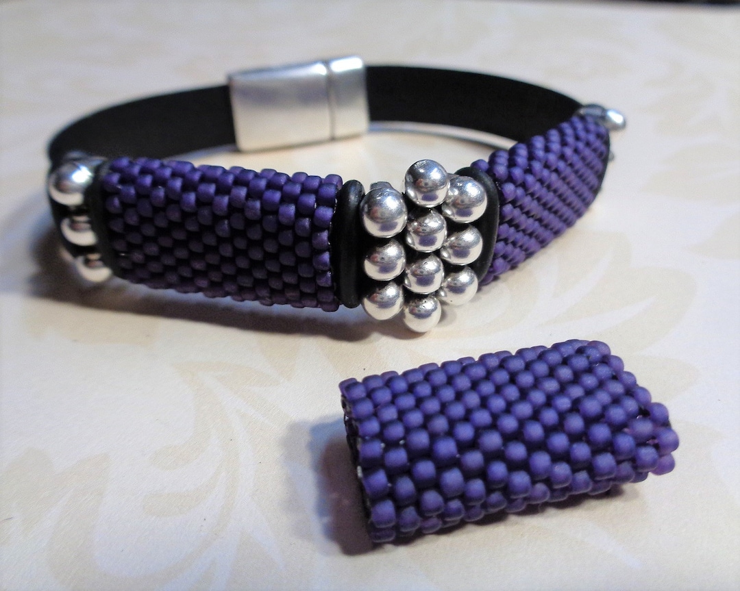 Frosted Purple 10mmflat Leather Peyote Bead Tube, Flexible Opening ...