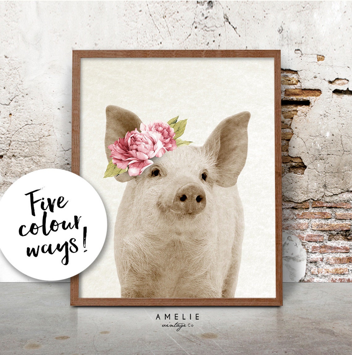 Pig Print Nursery Animal Wall Art Farm Animal Decor | Etsy