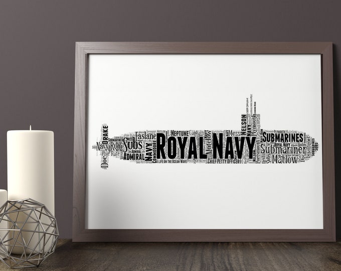 Royal Navy Gift |royal Navy Word Art Gift | Royal Navy Submarine Word ...