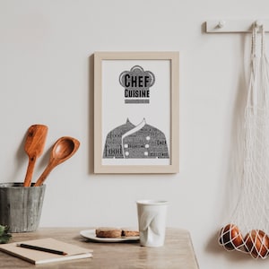 Gift for Chef Personalised Chef Word Art Print Gift Chef Hat and Apron ...