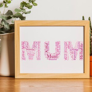 Personalised Mum Word Art Fathers Day Gift, Mothers Day, Unique, Mummy ...