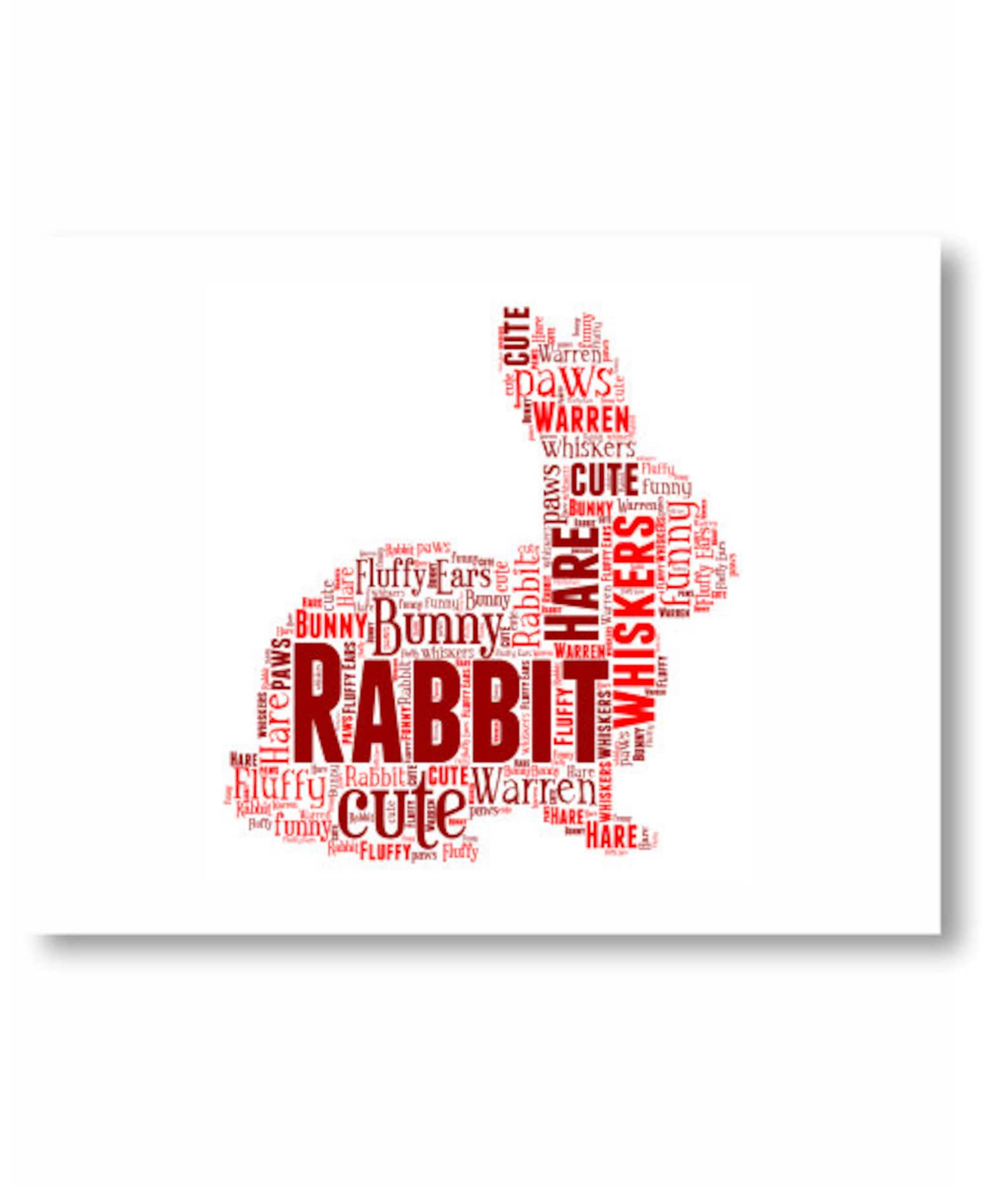 Personalised Bunny Rabbit Word Art Cloud Custom Gift Pet Word - Etsy UK