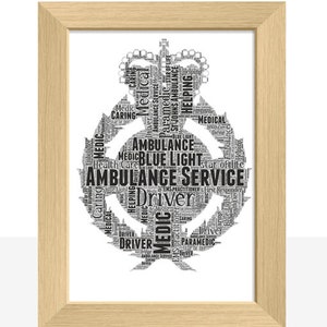 Personalised Ambulance Worker Gift |ambulance Crest Print | Paramedic ...