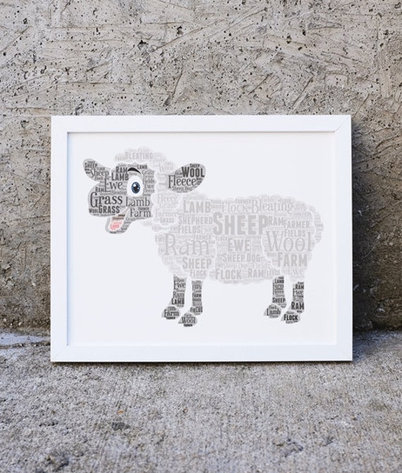 Sheep Print sheep Word Art Print Sheep Birthday Gift Gift | Etsy