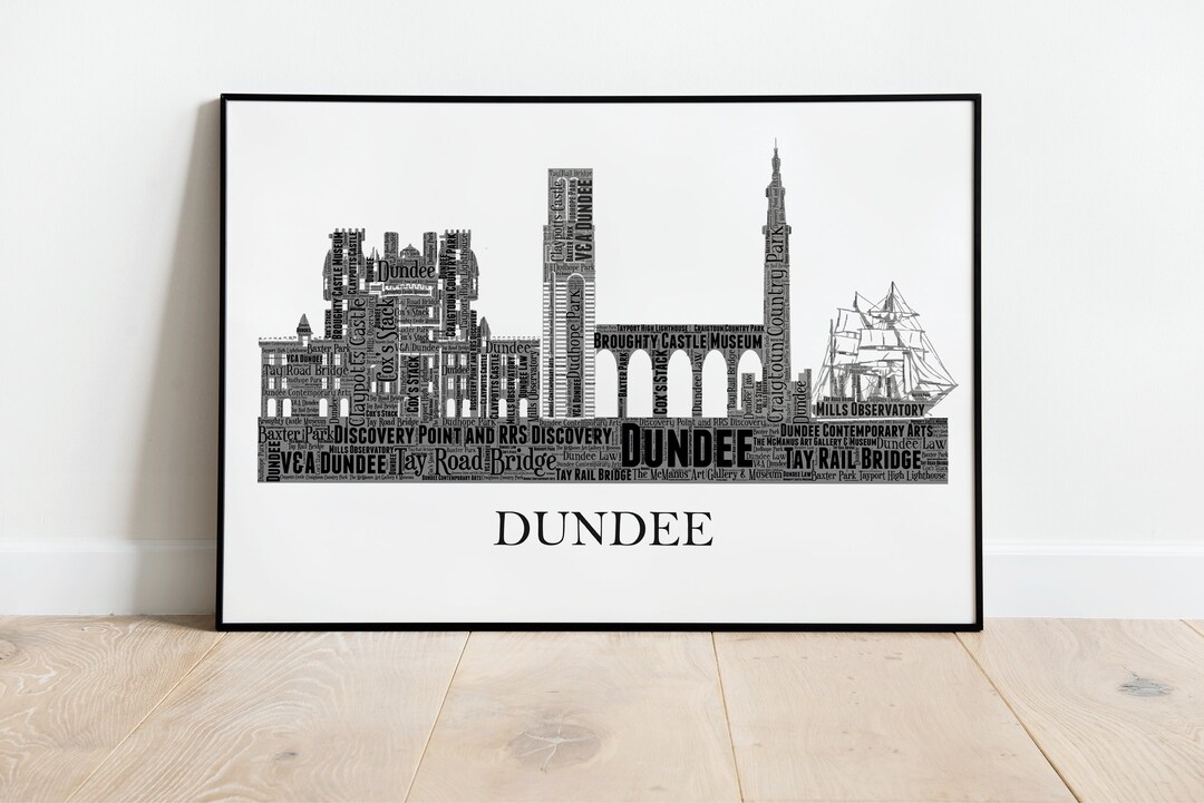 Dundee Skyline Art dundee City Map Dundee Map Poster Dundee Print ...