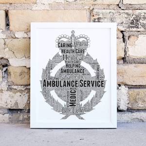 Personalised Ambulance Worker Gift |ambulance Crest Print | Paramedic ...