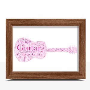 Acoustic Guitar Word Art, Personalised Word Art, Musician, Music, Sound ...