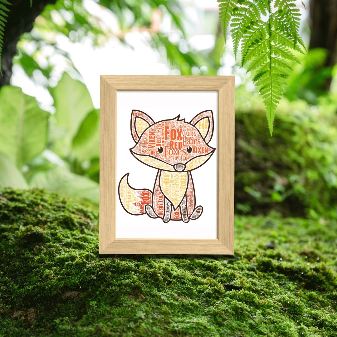 Personalised Fox Word Art Print Fox Print Woodland Theme Print Fox ...