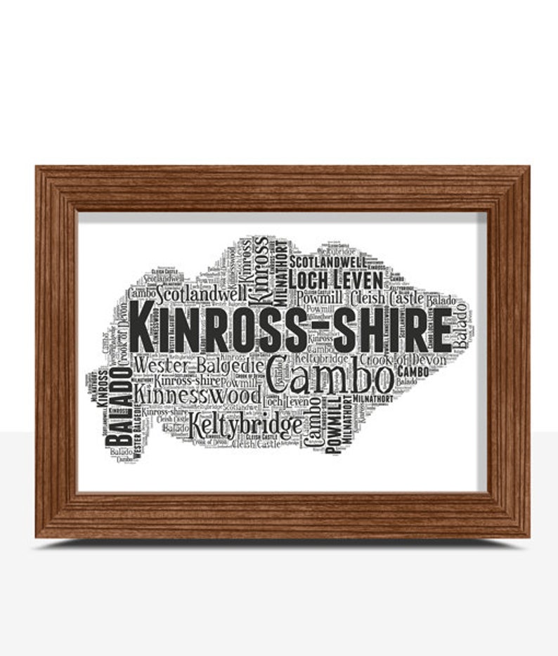 Kinross-shire Personalised Word Art Map City Word Art - Etsy UK