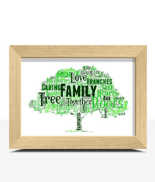 Personalised Family Tree Print Tree Word Cloud Tree Shape - Etsy UK