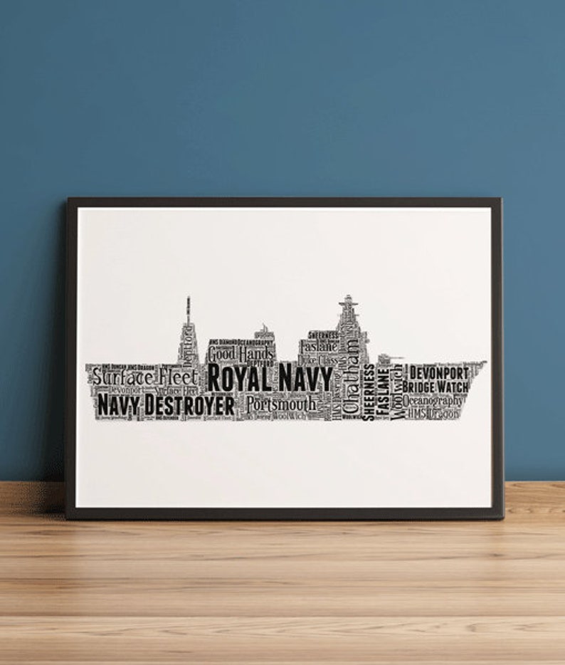 Royal Navy Gift Personalised Royal Navy Destroyer Ship Word - Etsy UK