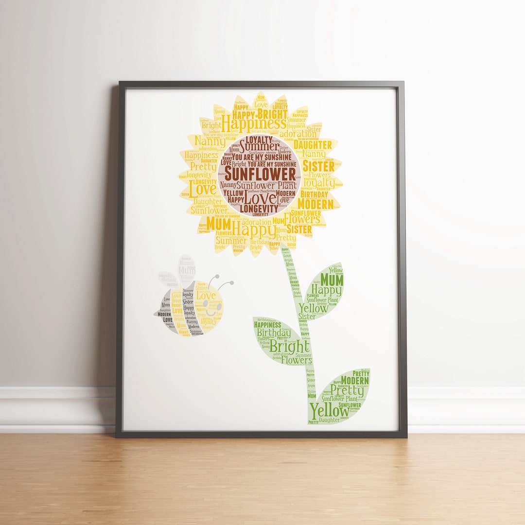 Personalised Sunflower Word Art Gift Sunflower Gift Friend - Etsy