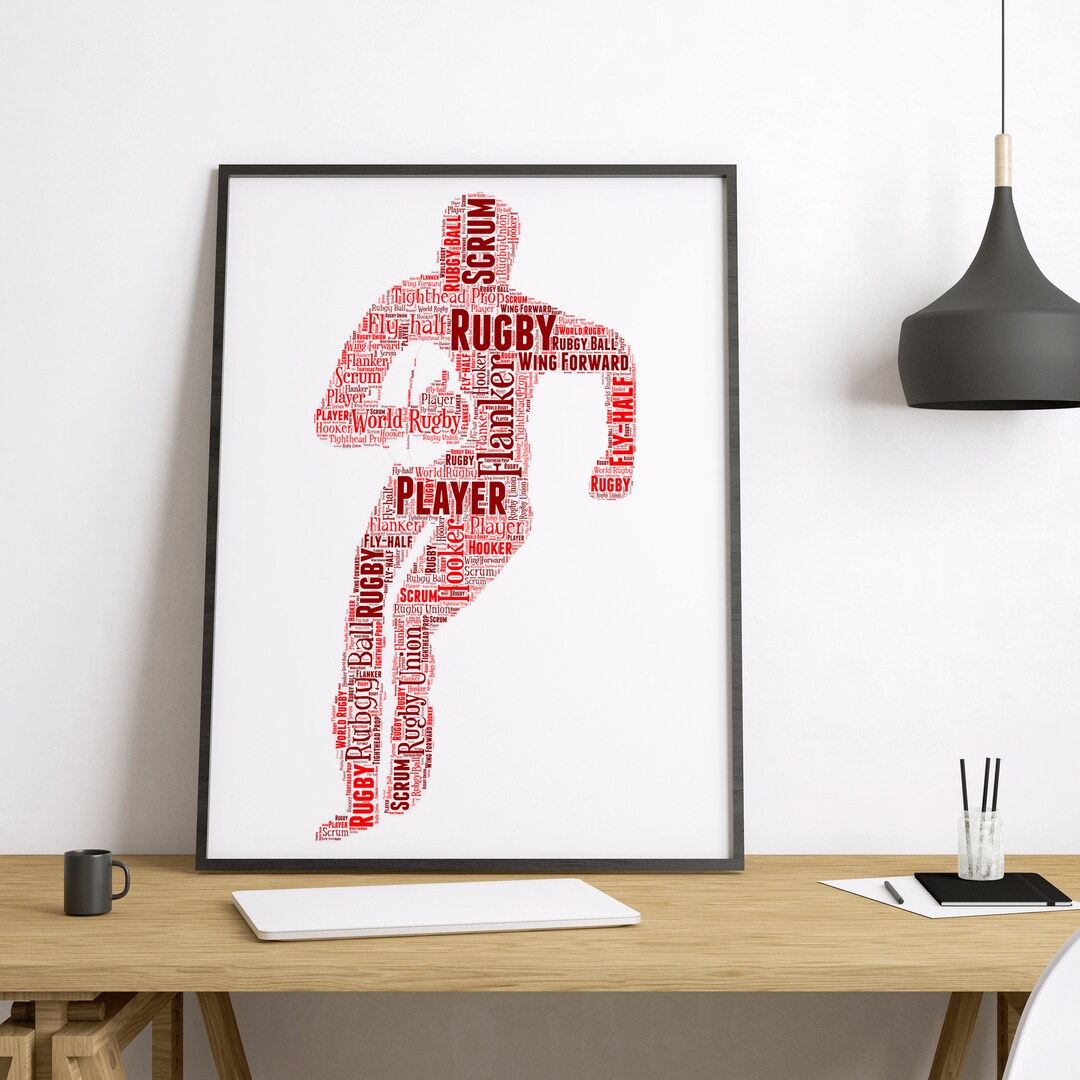 Personalised Rugby Player Print Custom Rugby Wall Art Birthday Fathers ...